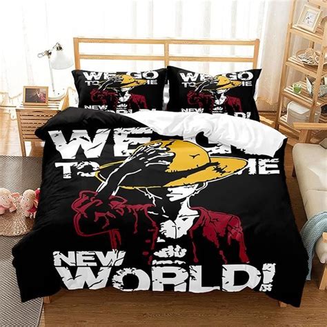 Housse De Couette 240x260cm Anime One Piece Luffy Avec 2 Taies D