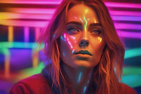 Premium Ai Image Beautiful Woman Portrait In Neon Lights