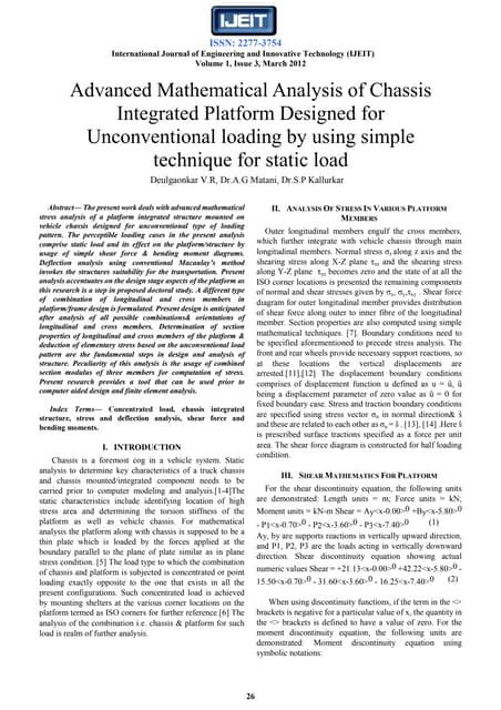 Advanced Mathematical Analysis Of Chassis Integrated Platform Designed