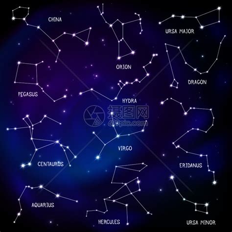 天文天球星座夜空星图紫色背景科学教育装饰海报打印矢量插图插画图片下载 正版图片300897091 摄图网