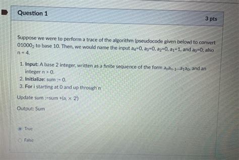 Solved Question 1 3 Pts Suppose We Were To Perform A Trace