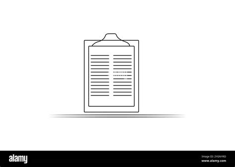 One Continuous Line Drawing Of Clipboard With Checklist Isolated On