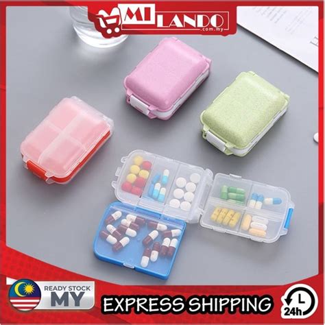 Milando Pill Box Portable Folding Three Layer 8 Grid Small Pill Medicne