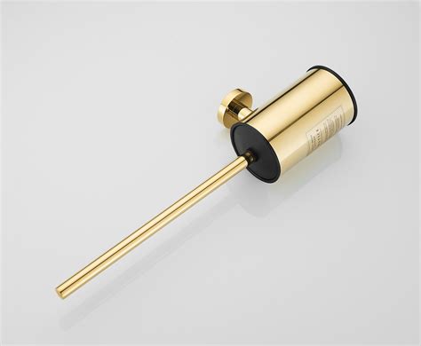 Луксозна златна четка за тоалетна монтирана на стена под държач за четка за тоалетна без