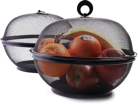 Juvale 2 Pack Black Mesh Fruit Baskets With Lids For Fruits Restaurant