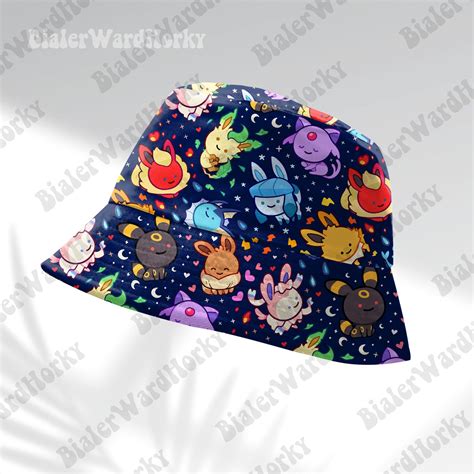 Eevee Evolution Galaxy Bucket Hat Evolution Type Bucket Cute Hat Anime Bucket Eevee Galaxy Ts