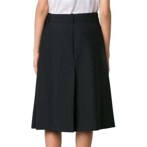 Vera Wang Pleated Wool Blend Midi Skirt Evachic