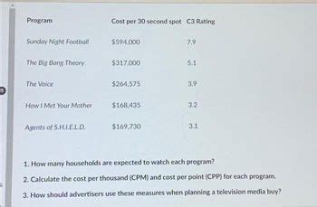 Answered 1 How Many Households Are Expected To Watch Each Program 2