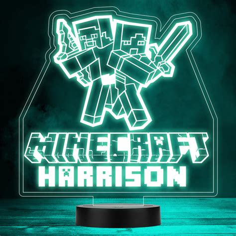 Minecraft Logo Character Steve And Alex Gamer Led Personalised T