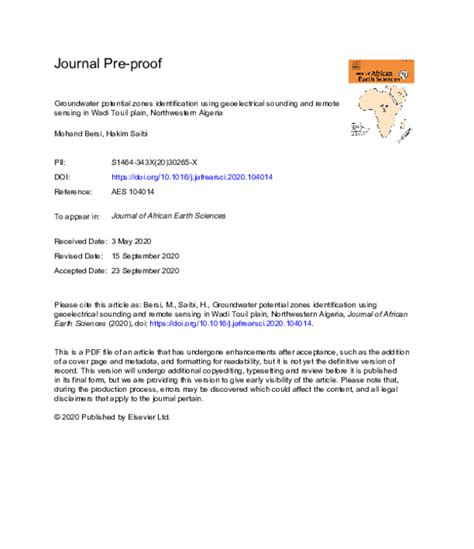Pdf Groundwater Potential Zones Identification Using Geographical