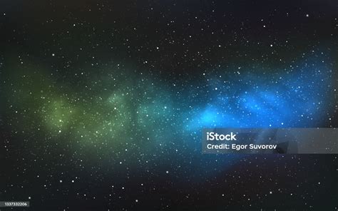 공간 배경입니다 현실적인 별이 빛나는 코스모스 밝은 별과 화려한 은하방법 아름다운 우주 벽지 스타 더스트와 색상 은하 외부 공간 텍스처 벡터 일러스트레이션 개념에 대한 스톡