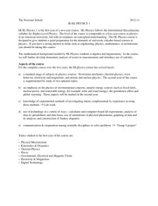 IB Physics HL Syllabus 2013 2014 Course Outline Topics