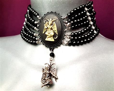 Victorian Baphomet Choker Occult Gothic Choker Sigil Of Baphomet