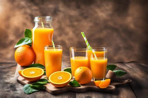 A Bottle Of Orange Juice Next To A Bottle Of Orange Juice Premium Ai
