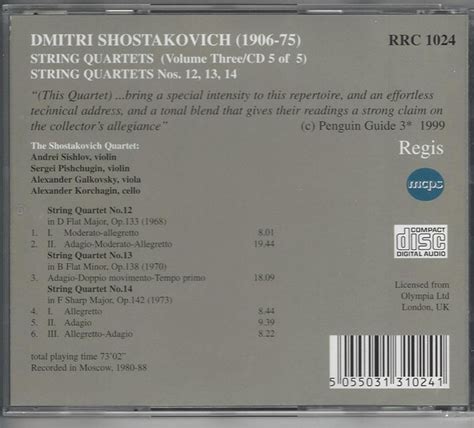 Complete String Quartets By Dmitri Shostakovich Shostakovich Quartet