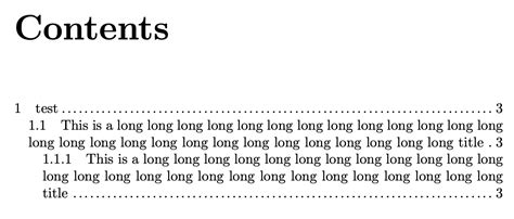 is there a way to remove the hanging indent from the table of contents