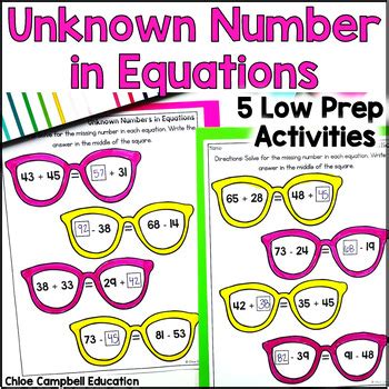 Equations With Unknowns Addition And Subtraction Worksheets