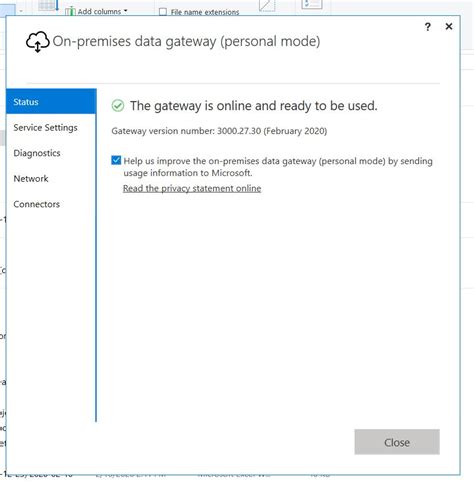 issues with on premises data gateway personal mode microsoft