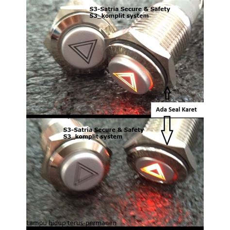 Jual Merah Tombol Push Button Switch Metal Segitiga Lamp Hazard Lampu Shopee Indonesia