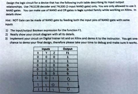 Solved For My Digital Design Engineering Lab Class Design The Logic