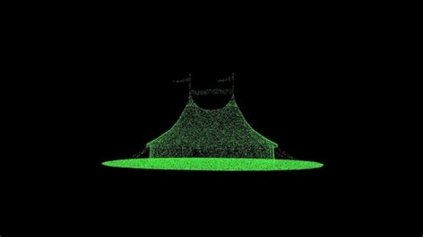 Premium Photo 3d Circus Tent On Black Background Object Consisting Of Green Flickering