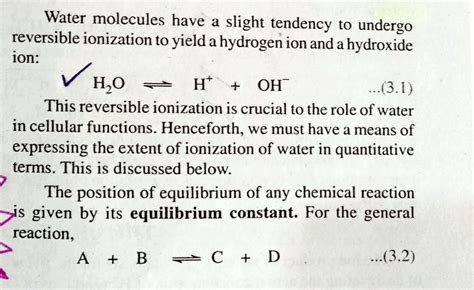 Ionisation Of Water Derivation Water Molecules Have A Slight Tendency
