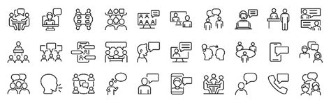 대화 채팅 말하기 말하기와 관련된 개요 아이콘 집합입니다 선형 아이콘 컬렉션 편집 가능한 획 벡터 일러스트 레이 션 기포에 대한 스톡 벡터 아트 및 기타 이미지 Istock