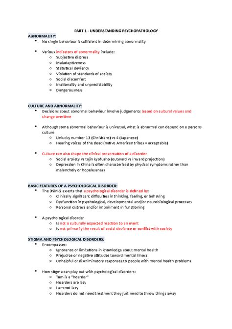 Week 2 Week 2 Lecture Notes Part 1 Understanding Psychopathology