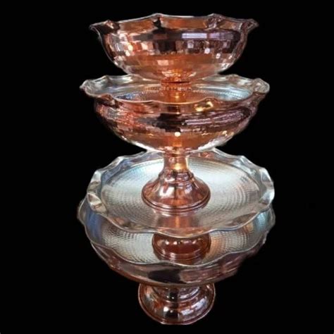 خرید و قیمت ست پذیرایی مسی پایه دار شامل میوه خوری،شیرینی خوری،آجیل