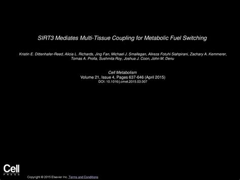 Sirt3 Mediates Multi Tissue Coupling For Metabolic Fuel Switching Ppt
