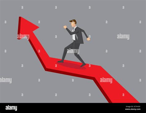 Business Professional Walking Up Growing Arrow Chart Vector Illustration For Business Growth