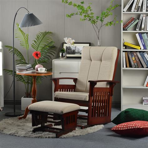 Buy Wlvos Anti Pinching Glider Chair For Nursery Wood Glider Rocker With Ottoman Set Nursery