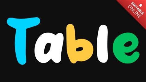 Table Playful Style Alphabet Font Text Effect Generator