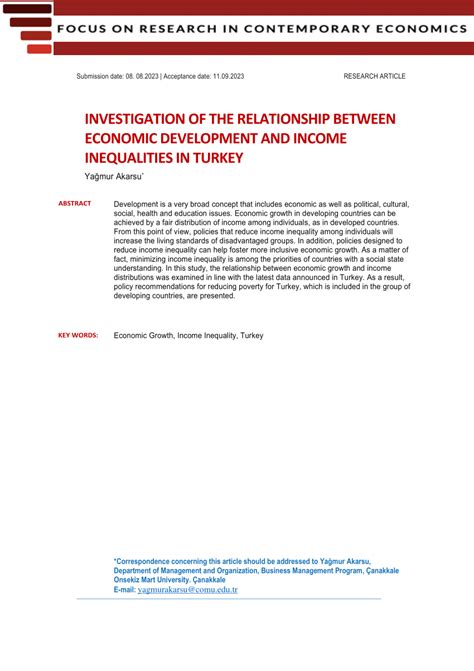 Pdf Investigation Of The Relationship Between Economic Development
