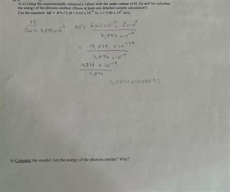 Solved 3 A Using The Experimentally Obtained λ Values With