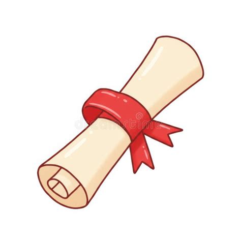 Beige Certificate Scroll With Red Ribbon Illustration Stock Illustration Illustration Of