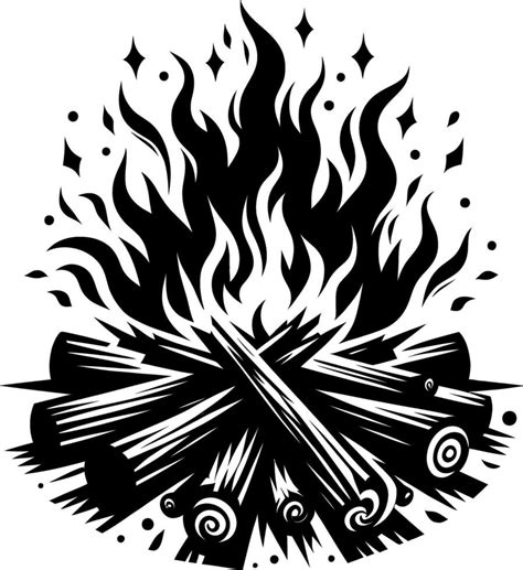 Campfire Illustration Flat Minimalistic Silhouette Style Isolated On