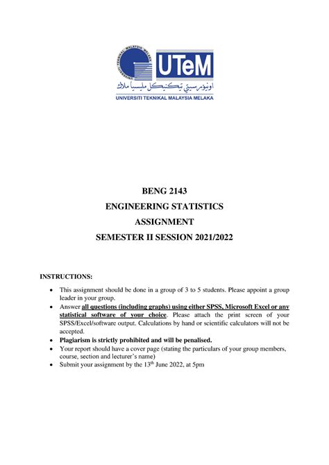 Assignment Question Practice Materials BENG 2143 ENGINEERING