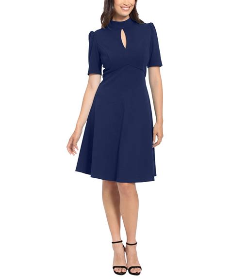 London Times Petite Keyhole Mock Neck Scuba Crepe Dress Macys