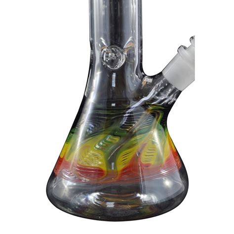 Amg Glass 10 Inch Beaker Base Bong With Rasta Accents Glass City Pipes