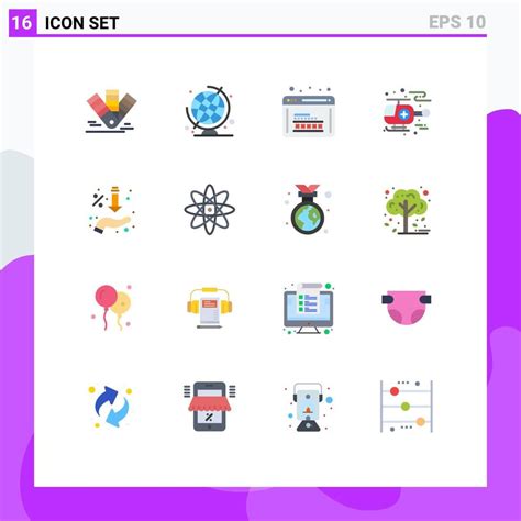 Group Of 16 Modern Flat Colors Set For Percent Hospital Coding