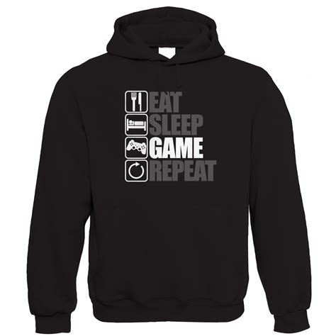 Eat Sleep Game Repeat Hoodie Pc Gamer Videospiel Geschenk Für Ihn Gamer