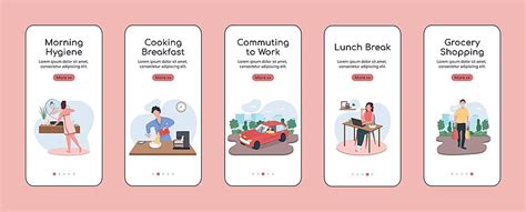Daily Routine Onboarding Mobile App Screen Welcome Digital Text Vector