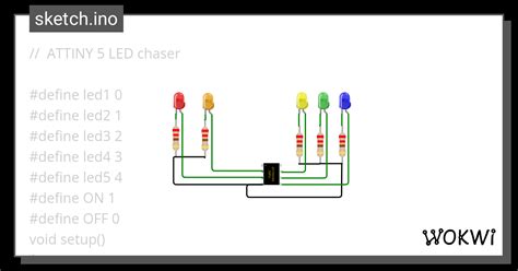 Attiny85 Led Chaser Wokwi Esp32 Stm32 Arduino Simulator