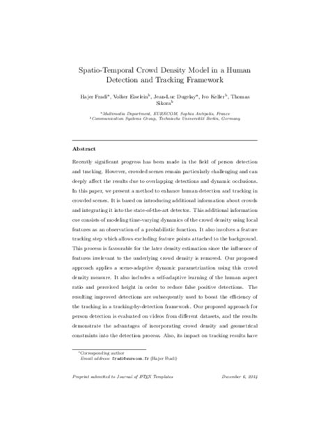 Pdf Spatio Temporal Crowd Density Model In A Human Detection And