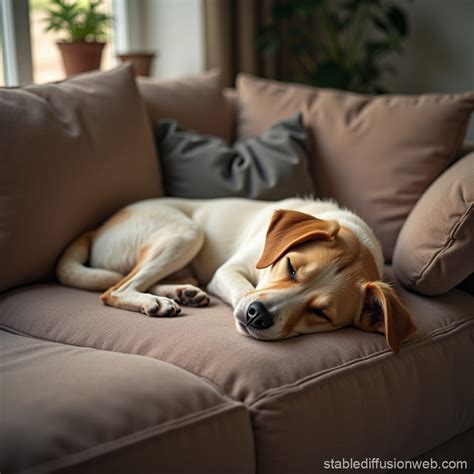 Dog Sleeping on Sofa | Stable Diffusion Online