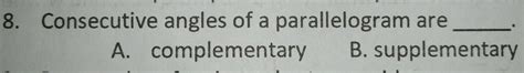 8 Consecutive Angles Of A Parallelogram Are A Gauthmath