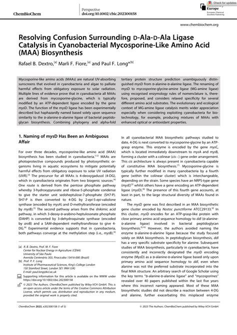 PDF Resolving Confusion Surrounding D Ala D Ala Ligase Catalysis In
