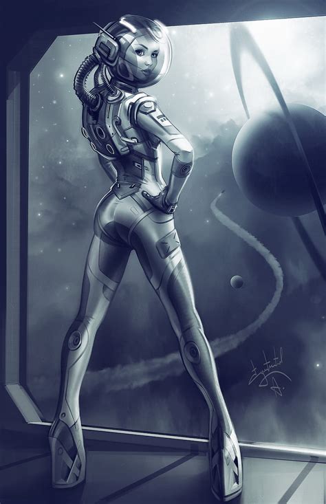 Space Spacesuit Women Planetary Rings Planet Helmet Ass Looking