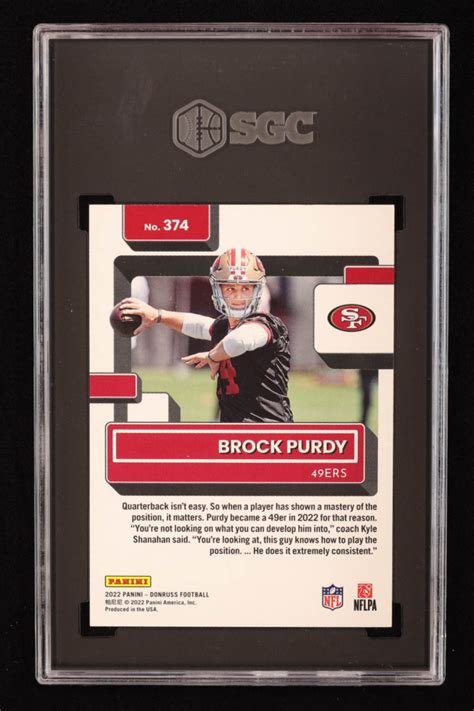 Brock Purdy 2022 Donruss 374 Rr Rc Sgc 10 Pristine Auction